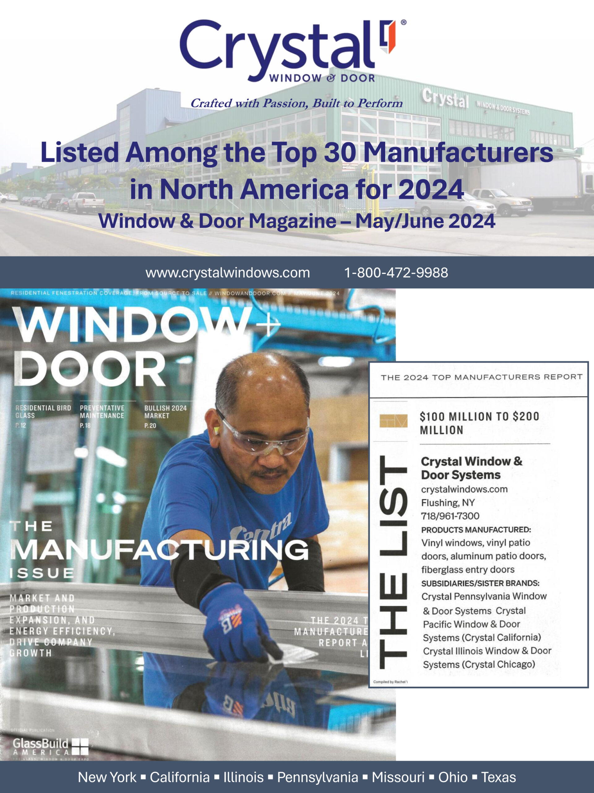 Crystal Named Again, a Top 30 Window & Door Manufacturer for 2024 ...