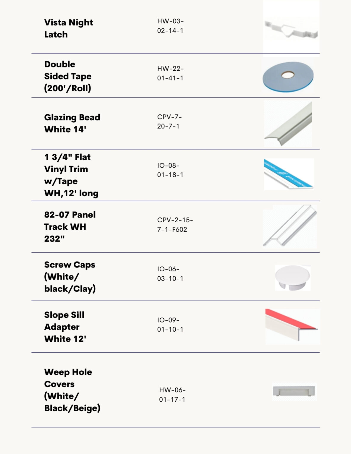 Accessories - Crystal Pacific - Window & Door